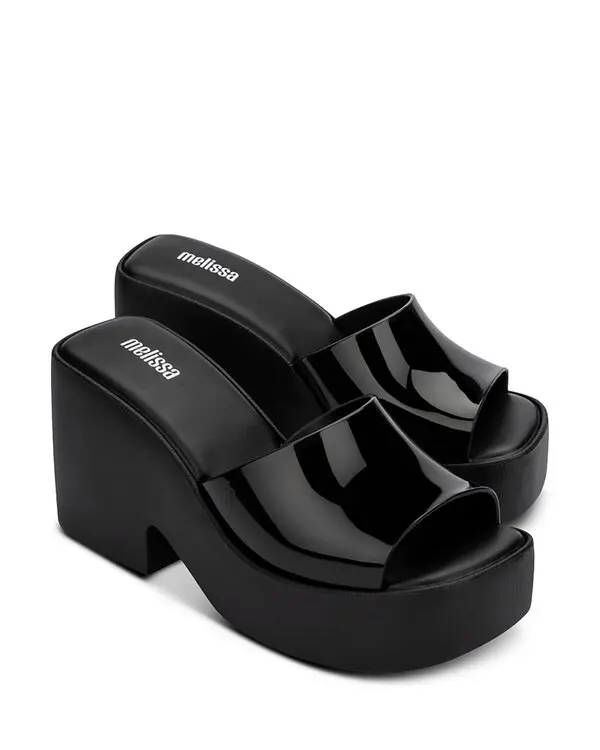 Melissa Posh Ad Slip-on Platform High Heel Sandals - Black