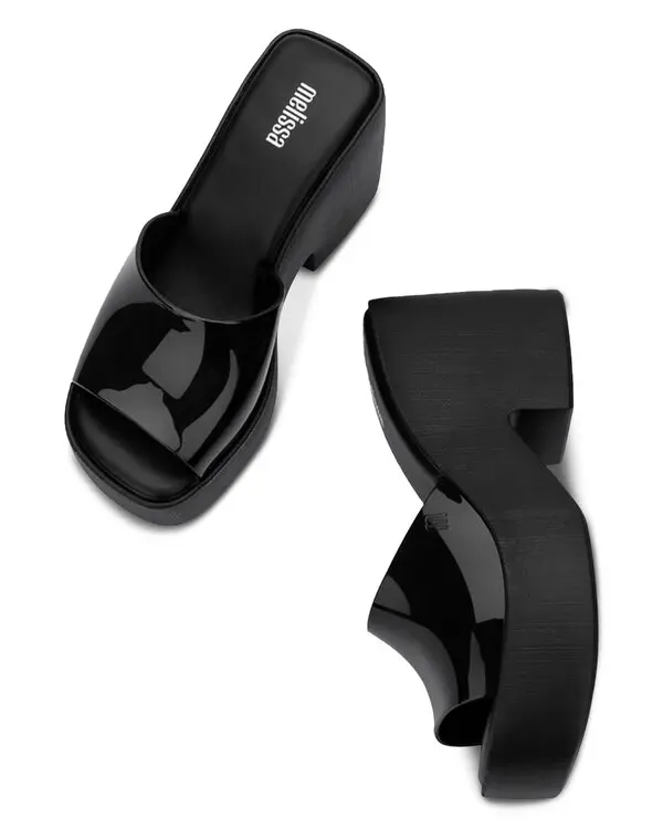 Melissa Posh Ad Slip-on Platform High Heel Sandals - Black