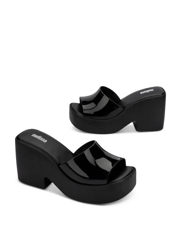 Melissa Posh Ad Slip-on Platform High Heel Sandals - Black