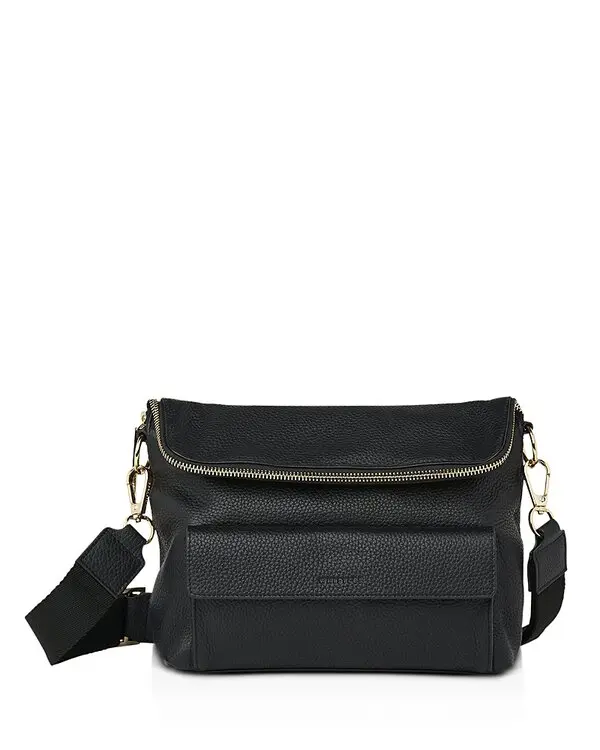 Whistles Vida Pebbled Leather Crossbody - Black