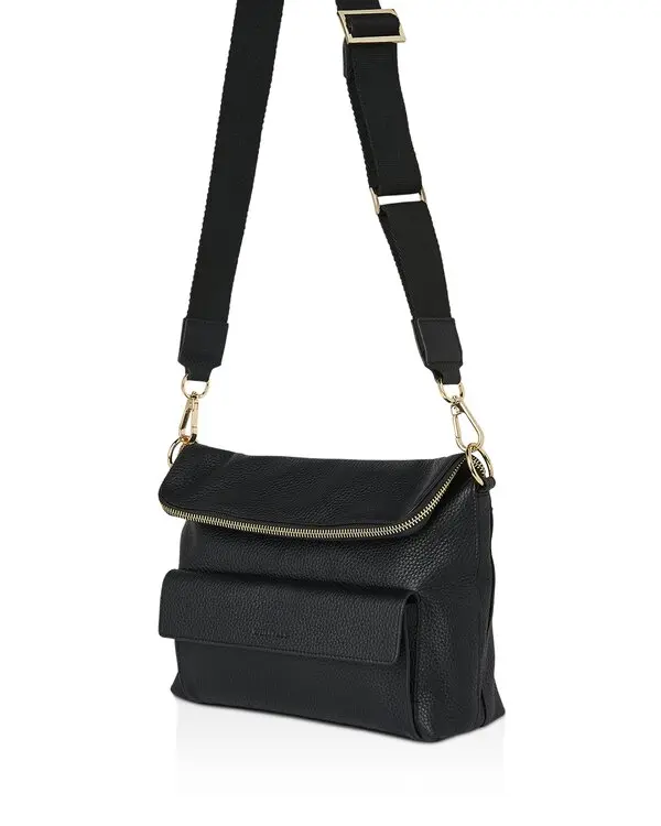 Whistles Vida Pebbled Leather Crossbody - Black