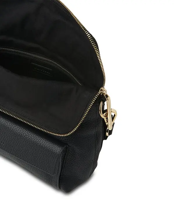 Whistles Vida Pebbled Leather Crossbody - Black