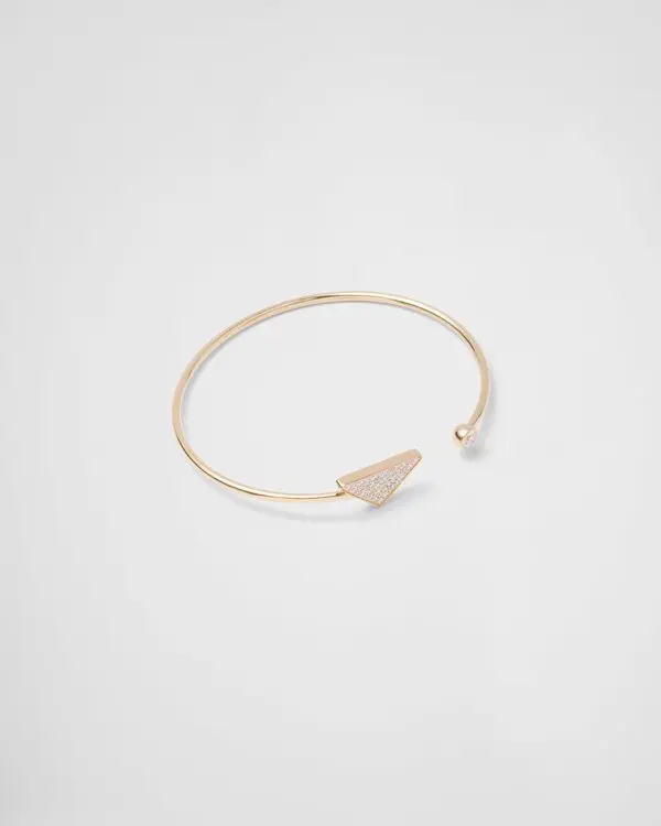 Prada Eternal Gold Bangle Bracelet With Diamonds - Gold/white