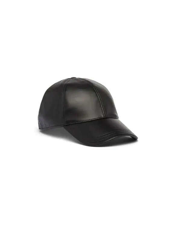Prada Nappa Leather Baseball Cap - Black