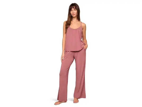 Eberjey Gisele The Tencel Modal Cami Pants Pajama Set Pajama Sets Ice - Burgundy