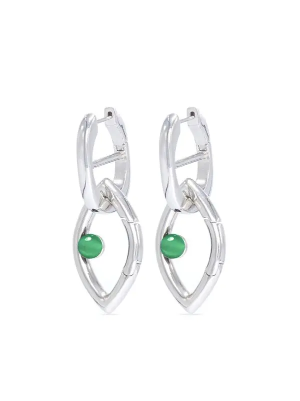CAPSULE ELEVEN Chain Eye Onyx Stone Earrings - Silver