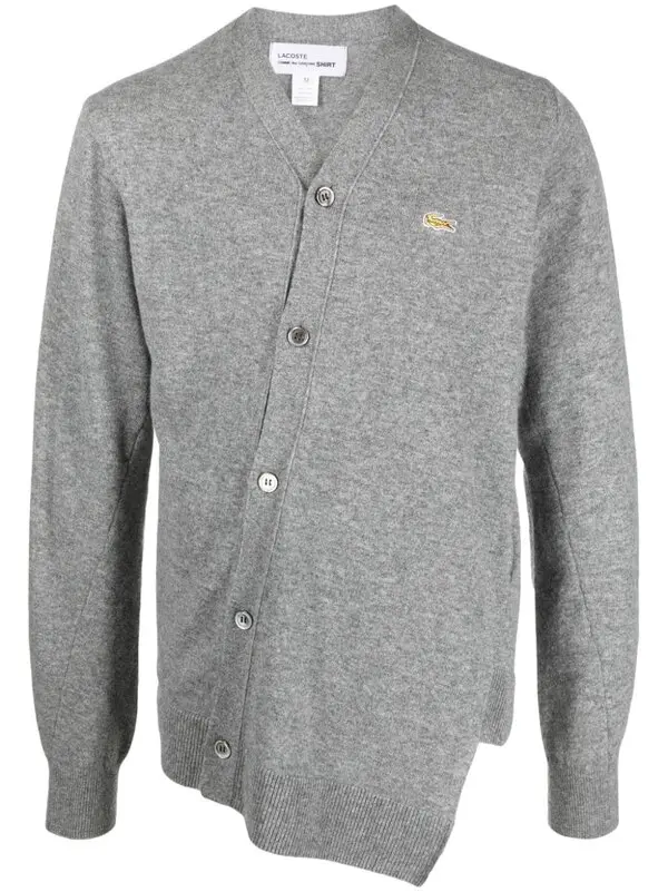 Comme Des Garçons X Lacoste Asymmetric Wool Cardigan - Grey