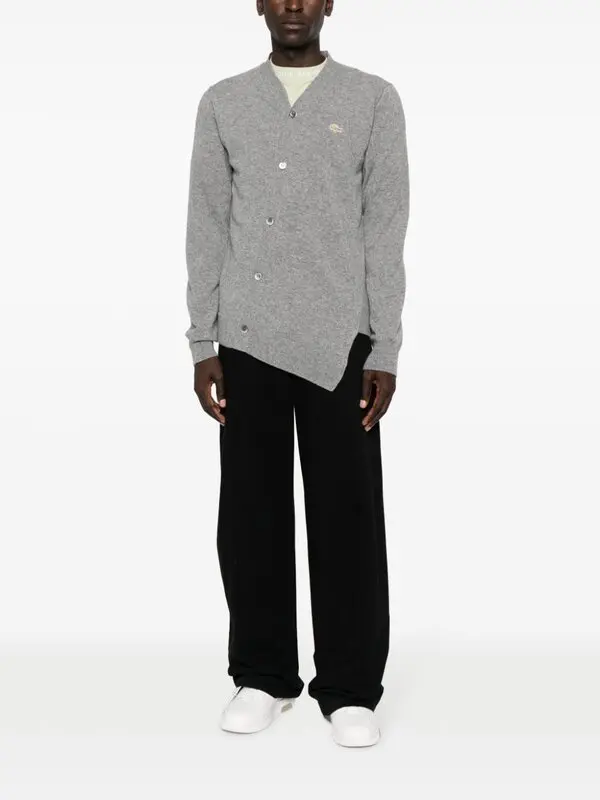 Comme Des Garçons X Lacoste Asymmetric Wool Cardigan - Grey