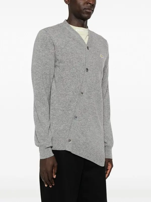 Comme Des Garçons X Lacoste Asymmetric Wool Cardigan - Grey