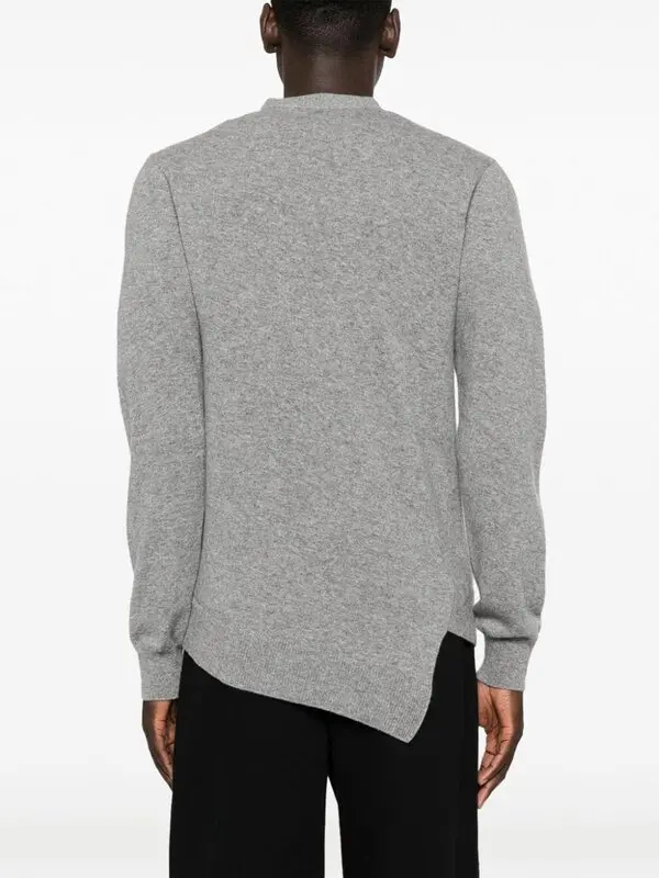 Comme Des Garçons X Lacoste Asymmetric Wool Cardigan - Grey