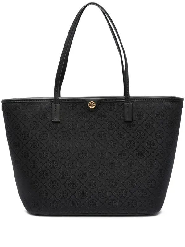 Tory Burch T Monogram Zip Tote - Black