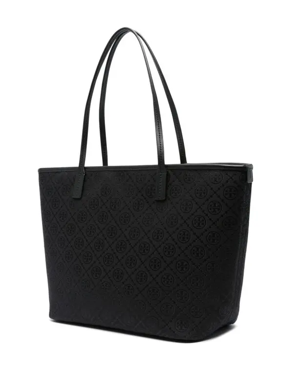 Tory Burch T Monogram Zip Tote - Black