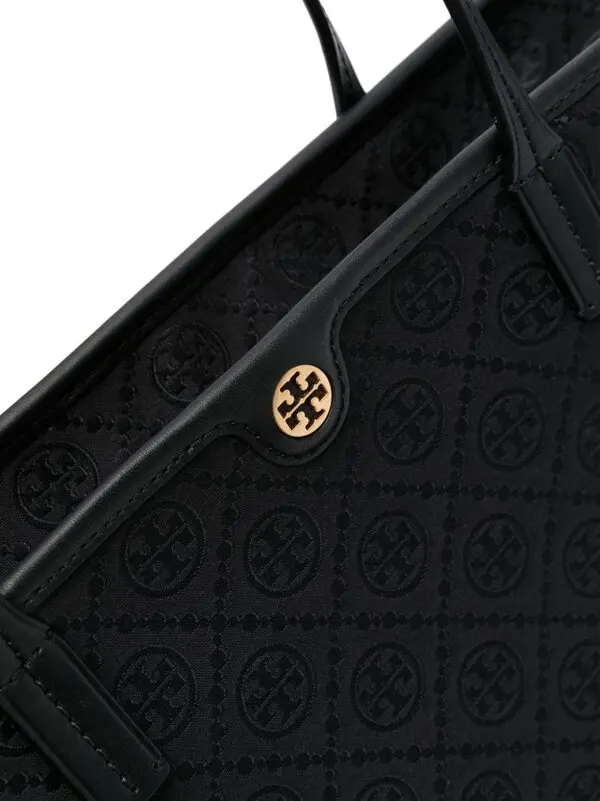 Tory Burch T Monogram Zip Tote - Black