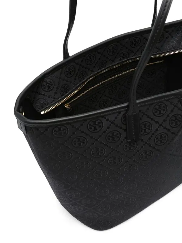 Tory Burch T Monogram Zip Tote - Black
