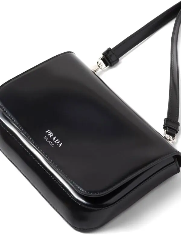 Prada Logo-stamp Brushed Leather Bag