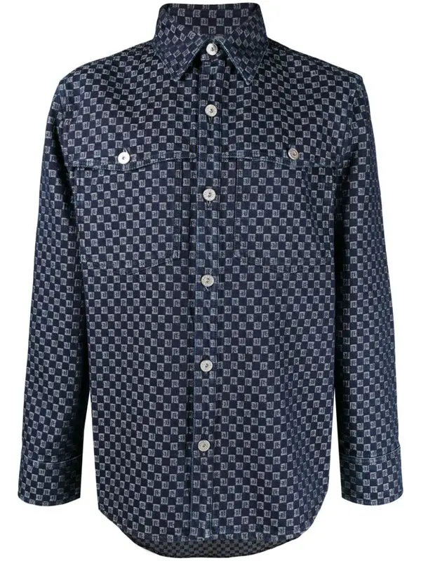 Balmain Monogram-jacquard Denim Shirt