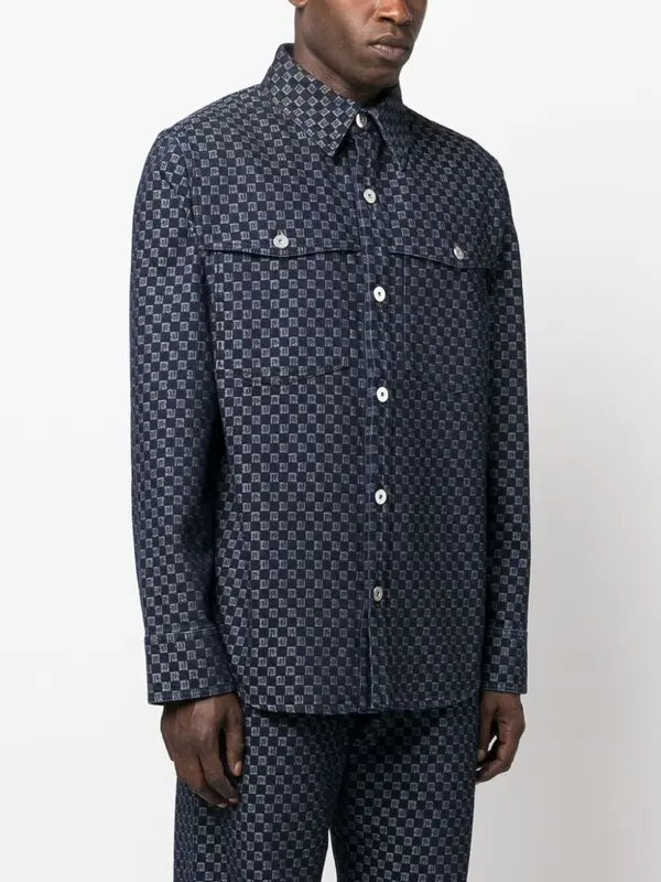 Balmain Monogram-jacquard Denim Shirt