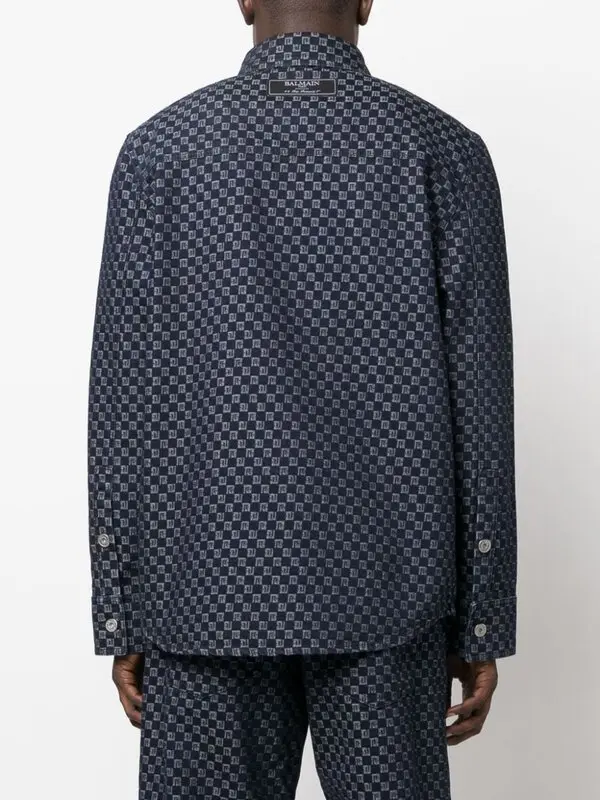Balmain Monogram-jacquard Denim Shirt