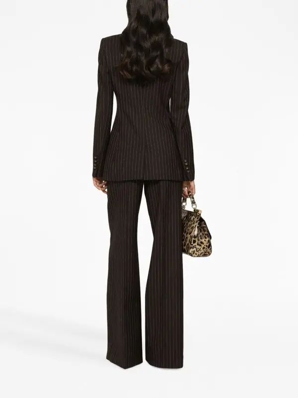 Dolce & Gabbana Pinstriped Wide-leg Trousers - Black