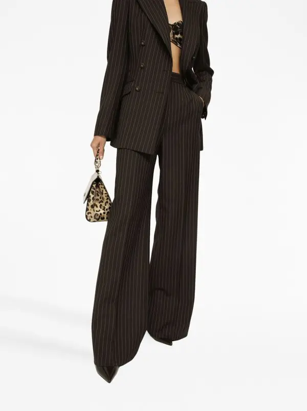 Dolce & Gabbana Pinstriped Wide-leg Trousers - Black