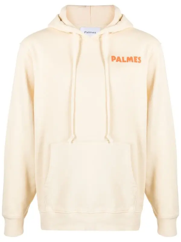 PALMES Slogan-print Cotton Hoodie - Neutrals