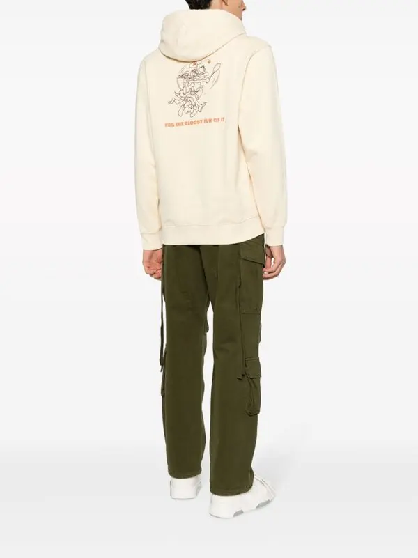 PALMES Slogan-print Cotton Hoodie - Neutrals
