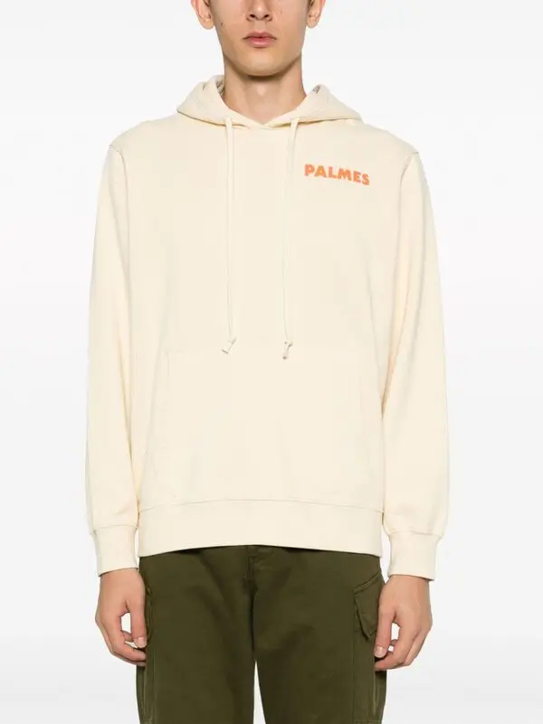 PALMES Slogan-print Cotton Hoodie - Neutrals