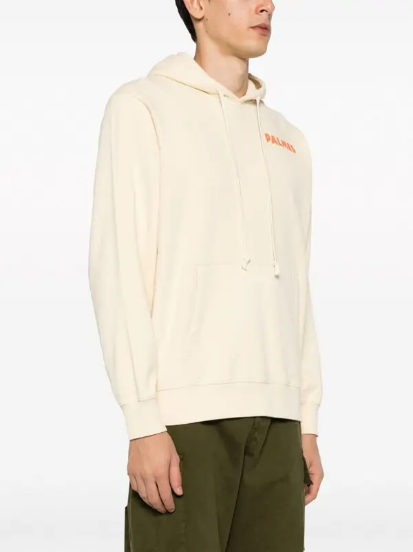 PALMES Slogan-print Cotton Hoodie - Neutrals