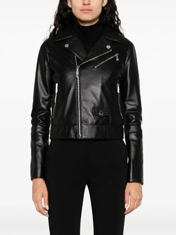Philipp Plein Crystal-embellished Leather Biker Jacket