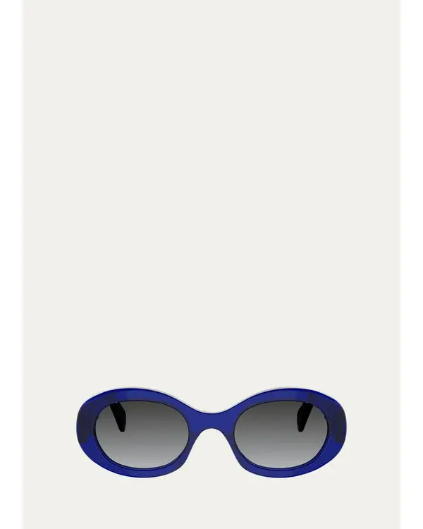 Celine Triomphe Acetate Oval Sunglasses - Blue/gradient Smoke