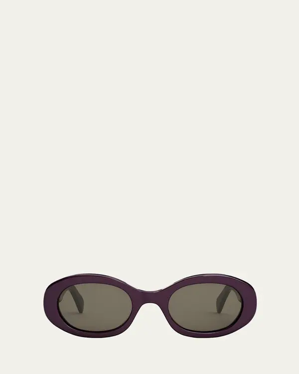 Celine Triomphe Acetate Oval Sunglasses - Ylwo/brn