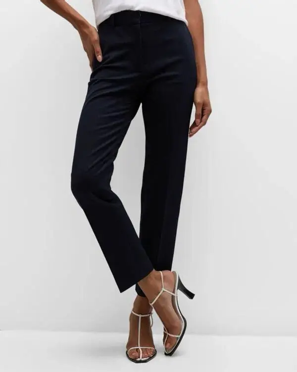 JOSEPH Coleman Cropped Gabardine Pants - Navy