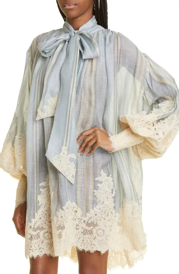 blue and cream lace dress A Loves A Size X cream, blue, multi Cotton floral print Crochet Lace Dress  — Labels Resale Boutique main image 0