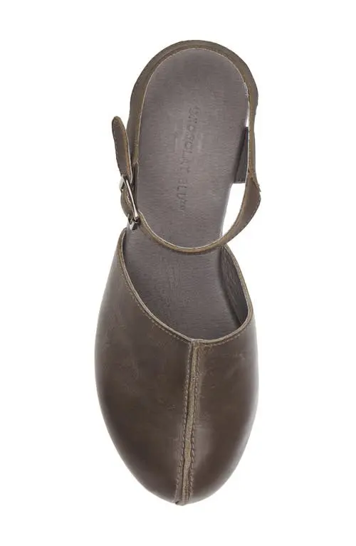 CHOCOLAT BLU Gabrielle Platform Clogs - Olive Leather