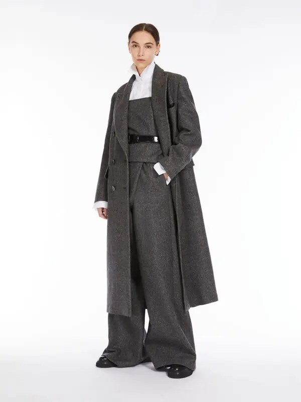 Max Mara Wide Trousers In Patterned Wool