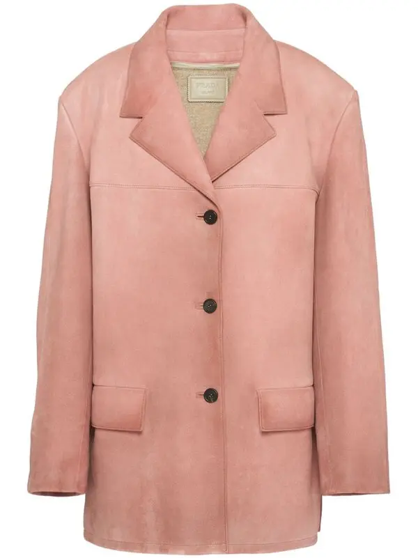 Prada Single-breasted Suede Blazer - Pink