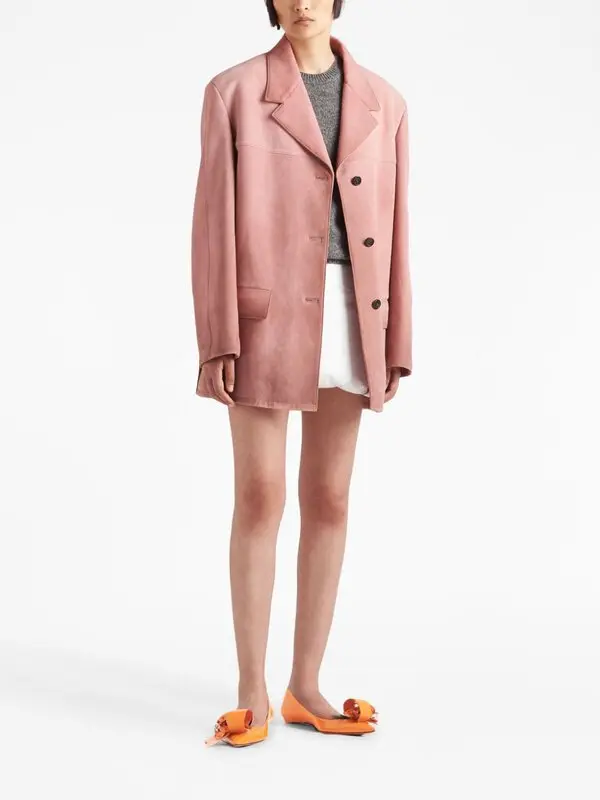 Prada Single-breasted Suede Blazer - Pink