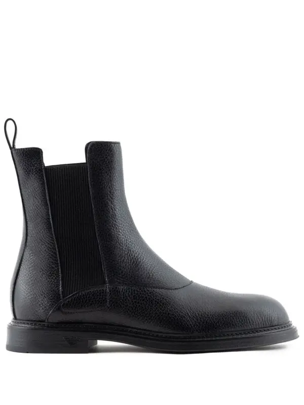 Emporio Armani Grained Leather Ankle Boots