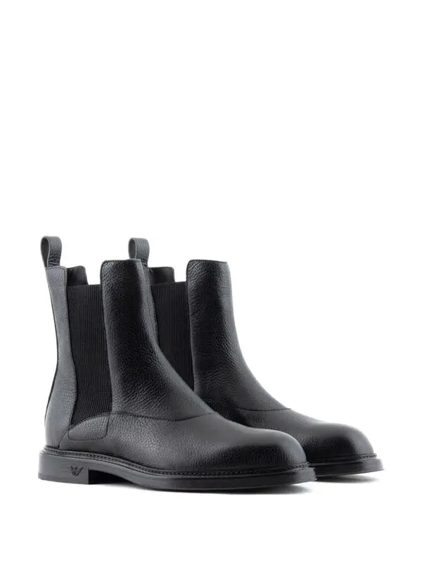Emporio Armani Grained Leather Ankle Boots