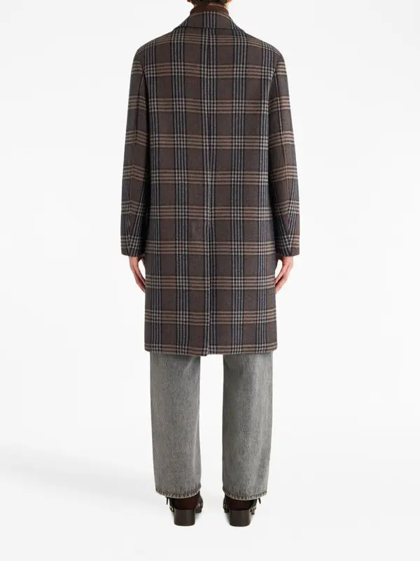 Etro Plaid Check Pattern Coat - Brown