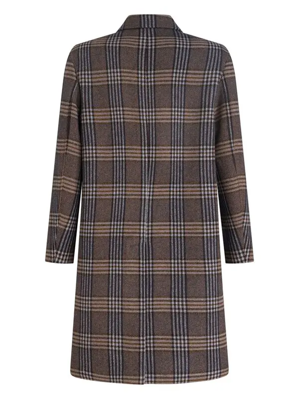 Etro Plaid Check Pattern Coat - Brown