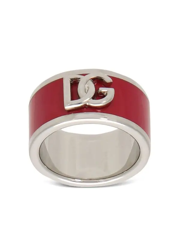 Dolce & Gabbana Logo-plaque Enamel Ring - Red