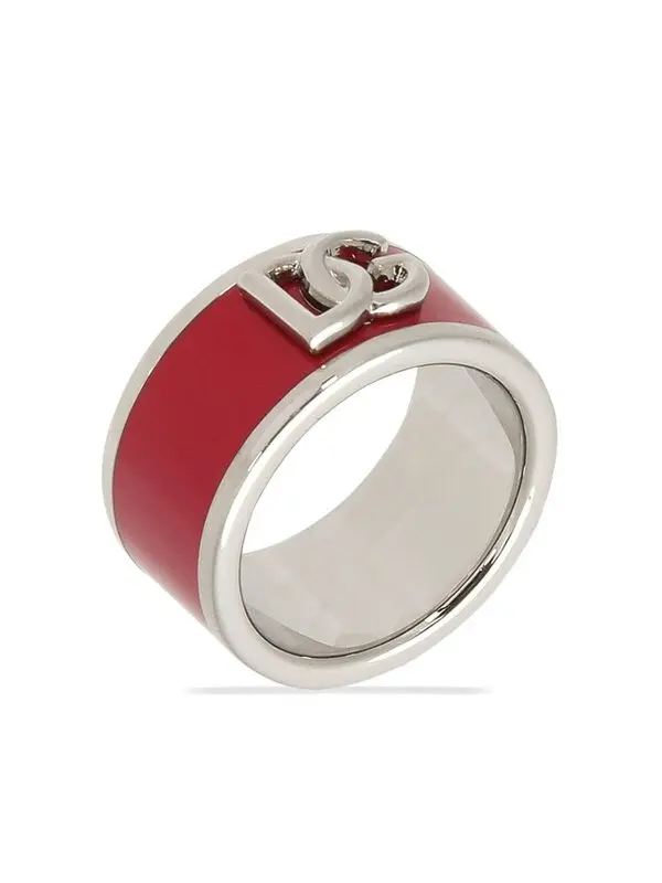 Dolce & Gabbana Logo Plaque Enamel Ring - Red