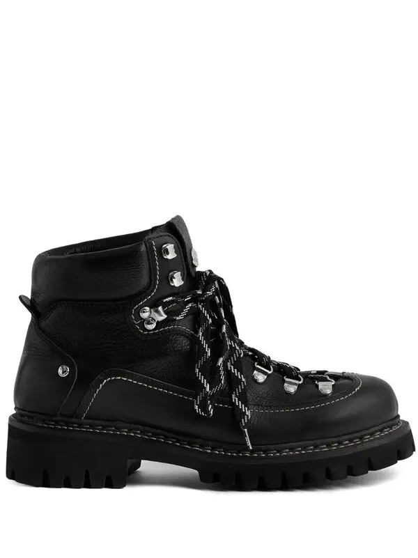 Dsquared2 Leather Hiking Boots - Black
