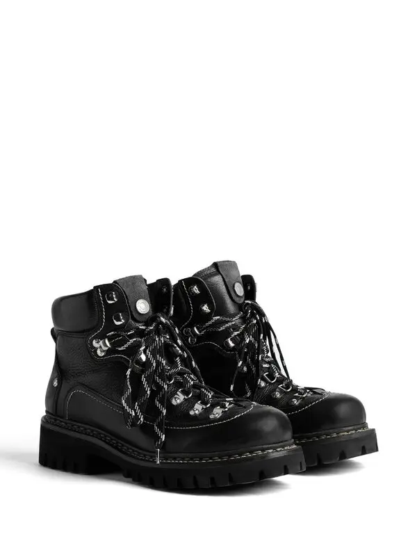 Dsquared2 Leather Hiking Boots - Black