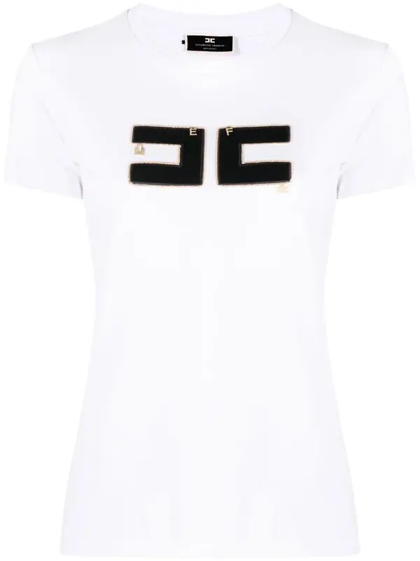 Elisabetta Franchi Logo Charm Cotton T-shirt - White