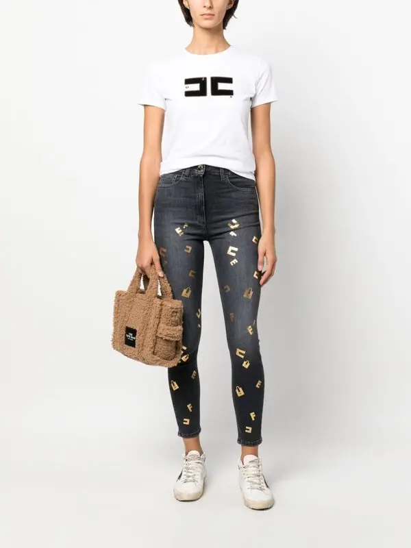Elisabetta Franchi Logo Charm Cotton T-shirt
