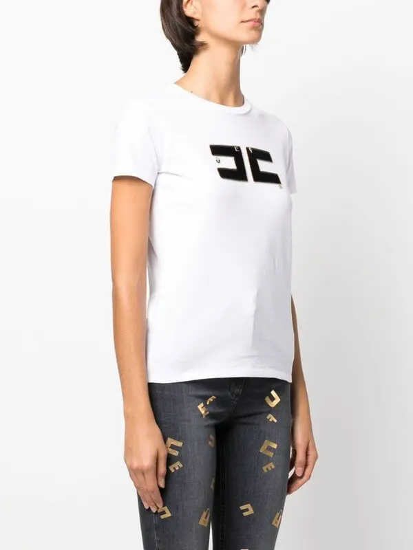 Elisabetta Franchi Logo Charm Cotton T-shirt
