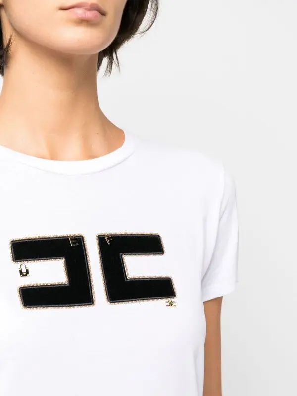 Elisabetta Franchi Logo Charm Cotton T-shirt