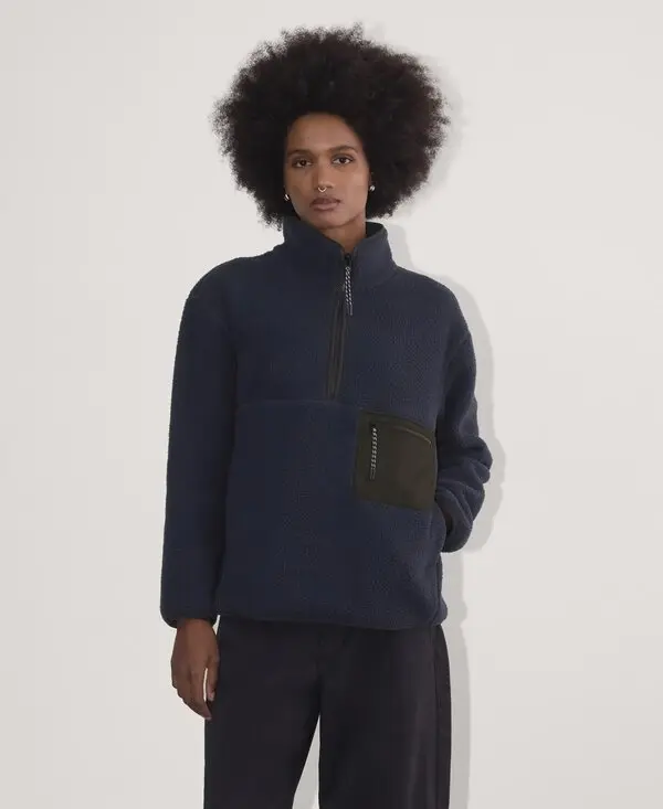 Everlane Renew Fleece Half-zip Pullover - Navy